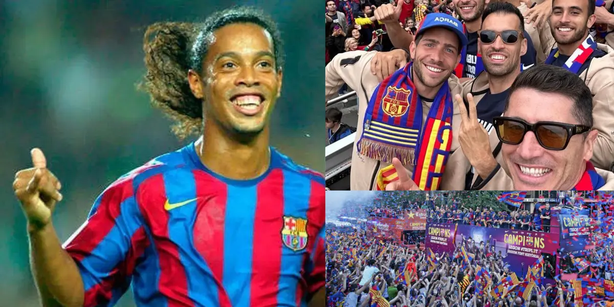 La reacción de Ronaldinho al Barcelona campeón, mientras Messi guarda ...