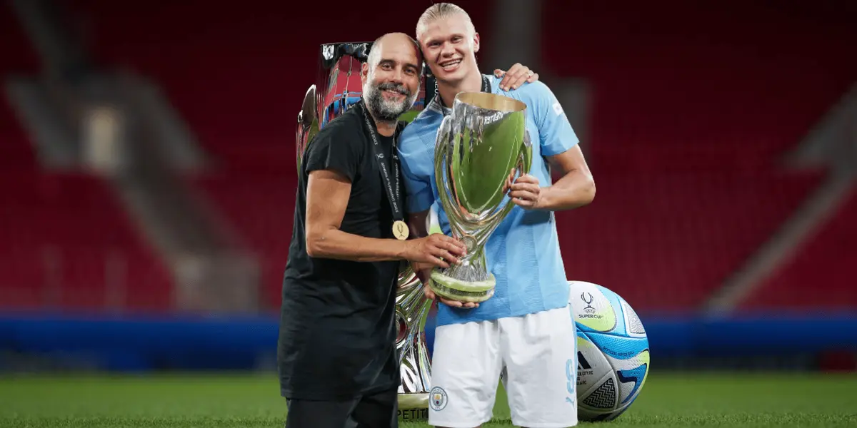 Las reacciones de Julián Álvarez y Pep Guardiola tras ganar la Supercopa